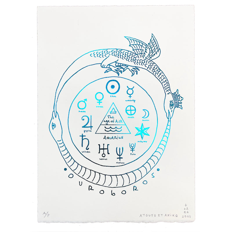 Ouroboros Wall Art in Blue Foil – ATELiER ATSUYO ET AKiKO