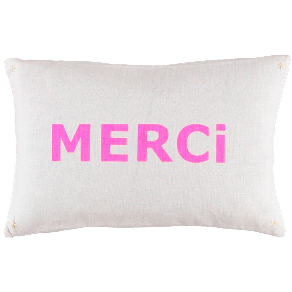 CUSHiON - LETTER - MERCi PiNK ON MiLKY WHiTE – ATELiER ATSUYO ET AKiKO